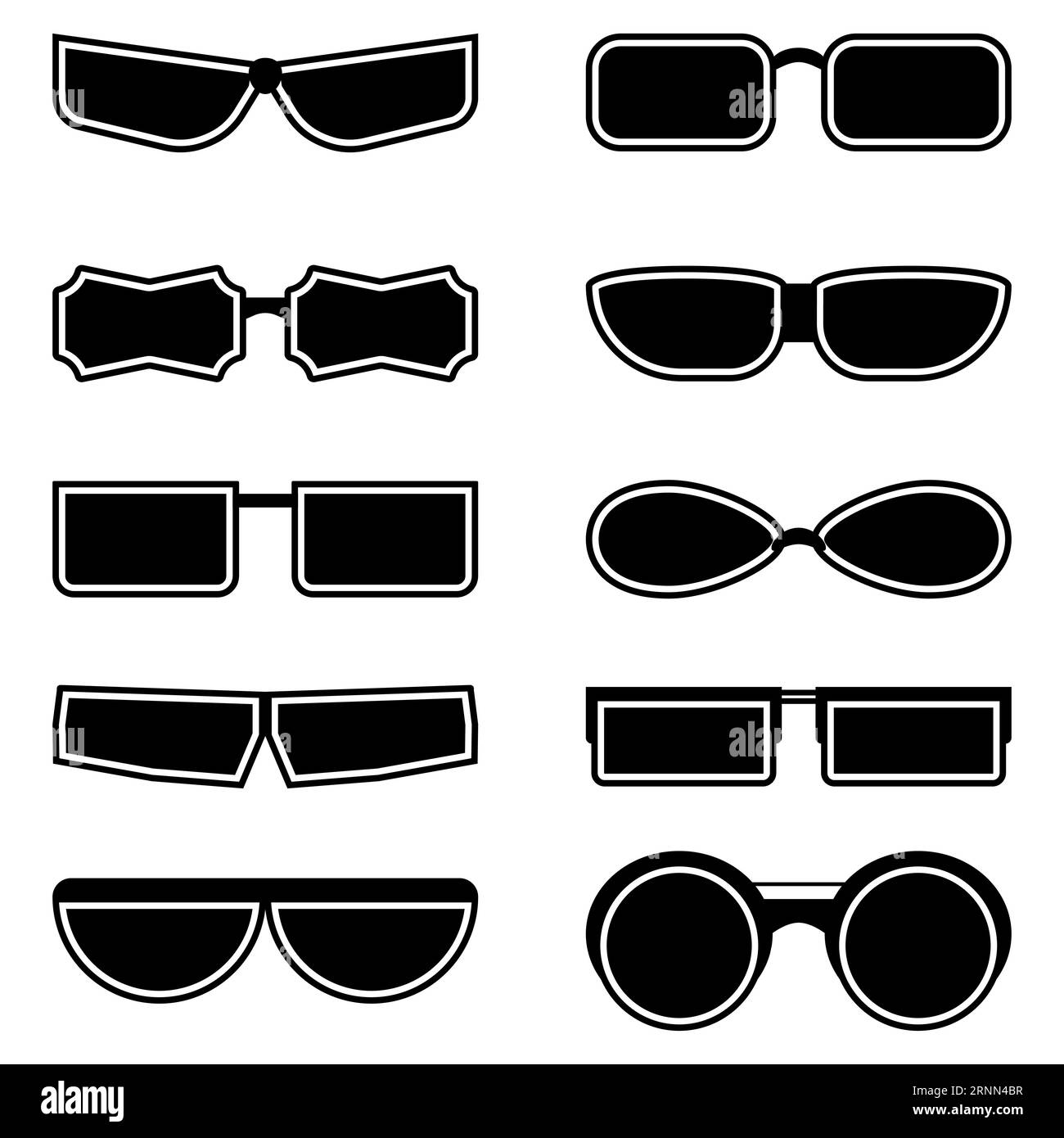 Set of silhouettes of black glasses with different lenses Stock Vector ...