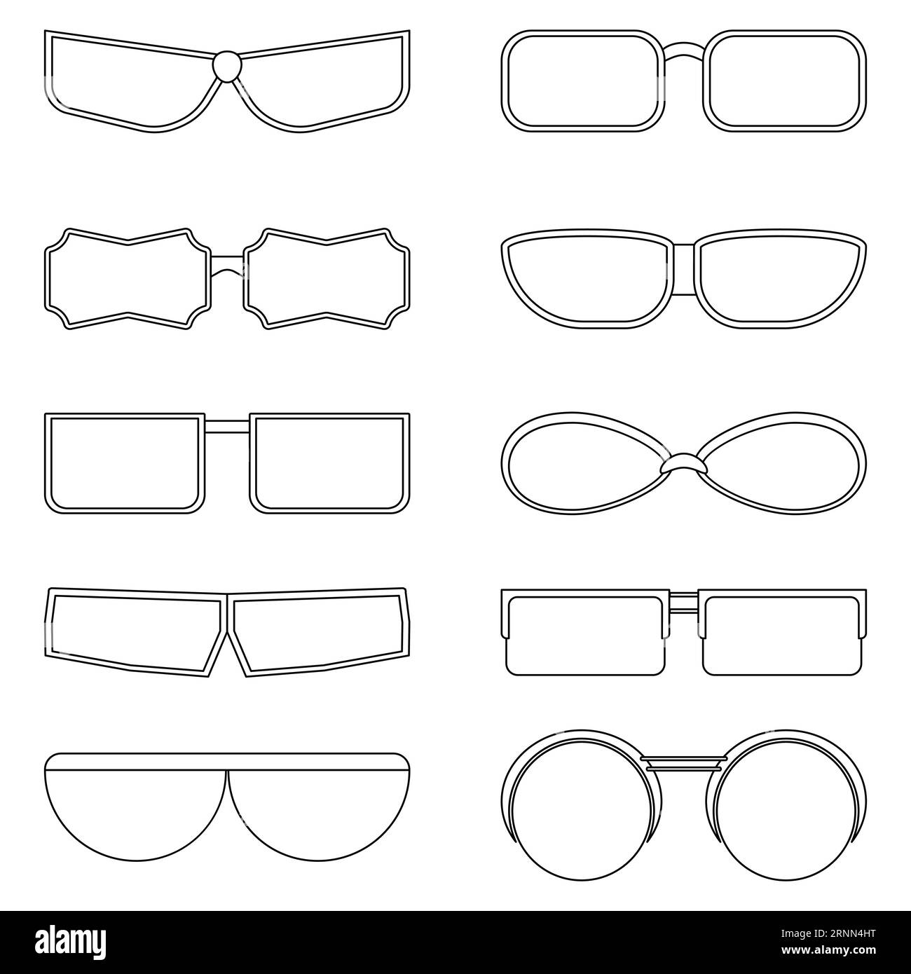 Set of outline transparent icons of glasses of different shapes. Vector ...