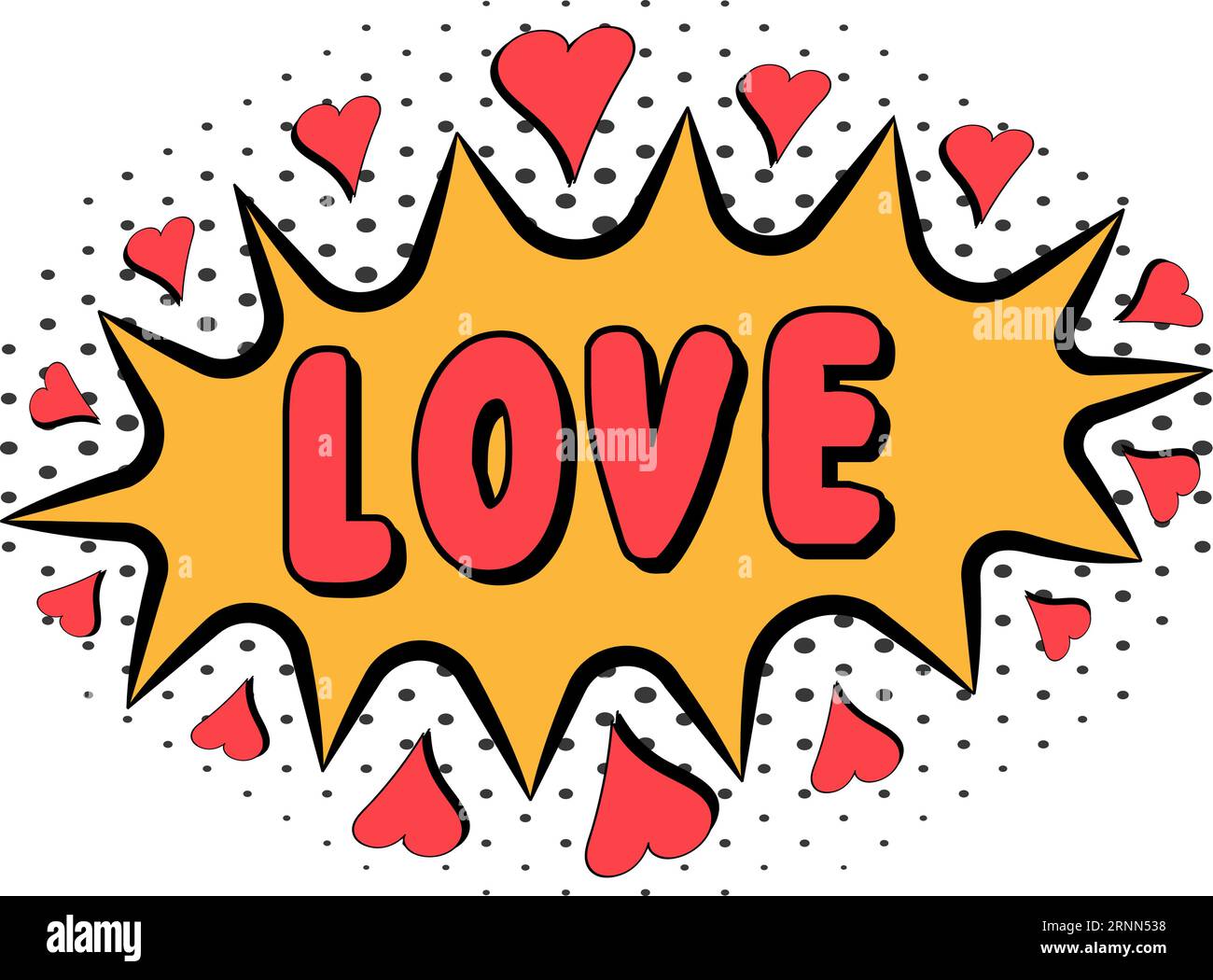 Comic book word love heart pop art style halftone effect Stock Vector ...