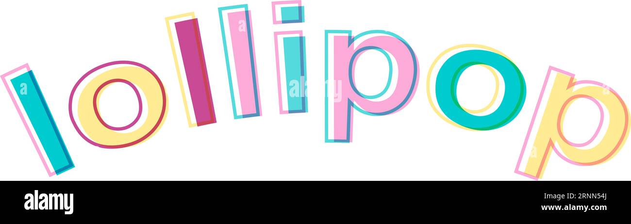 Word Lollipop minimalistic style colorful letters candy logo Lollipop ...