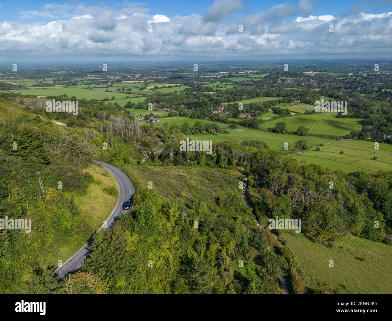 Aerial view of the South Downs National Park at Ditchling Beacon, East ...