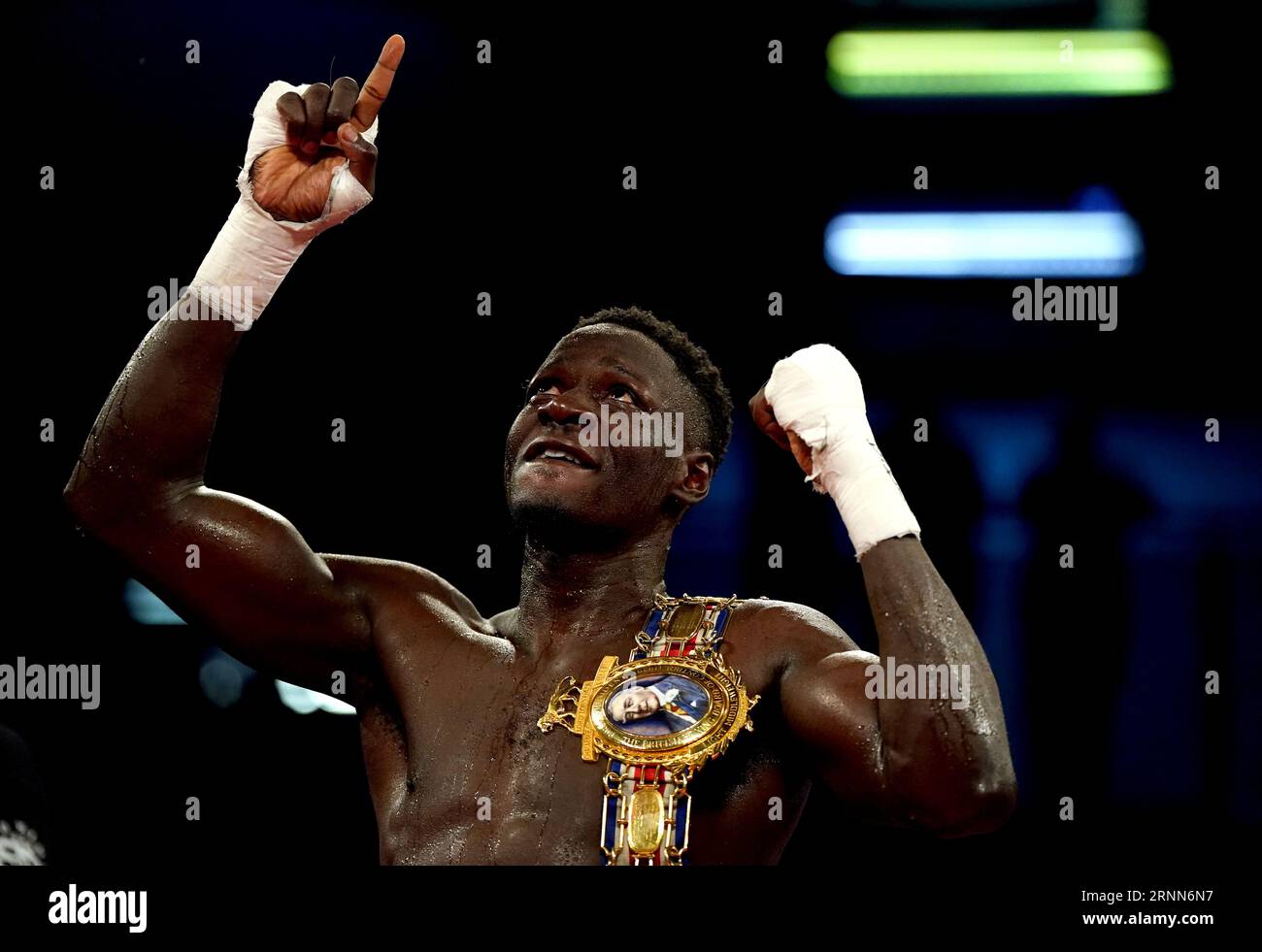 Samuel Antwi celebrates after winning his super welterweight fight ...