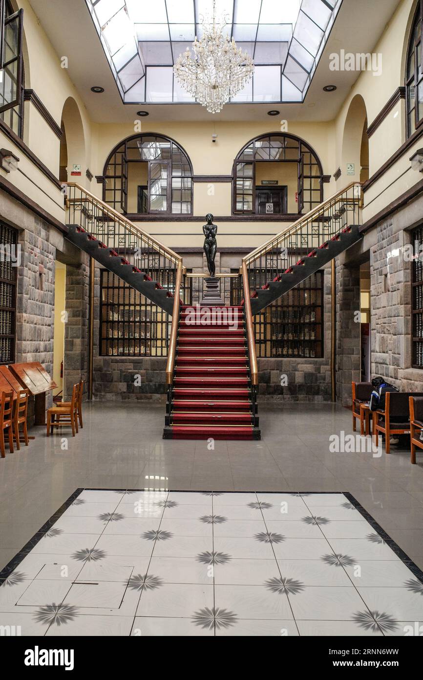 Cusco, Peru - Dec 5, 2022: Interior stairway of the Cusco Municipal ...