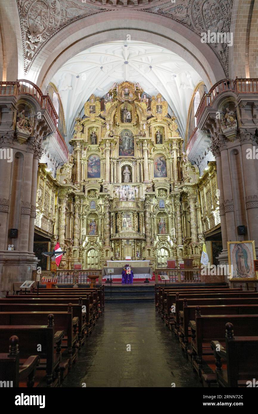 Cusco, Peru - Dec 5, 2022: Altar and interior of the Church of La ...