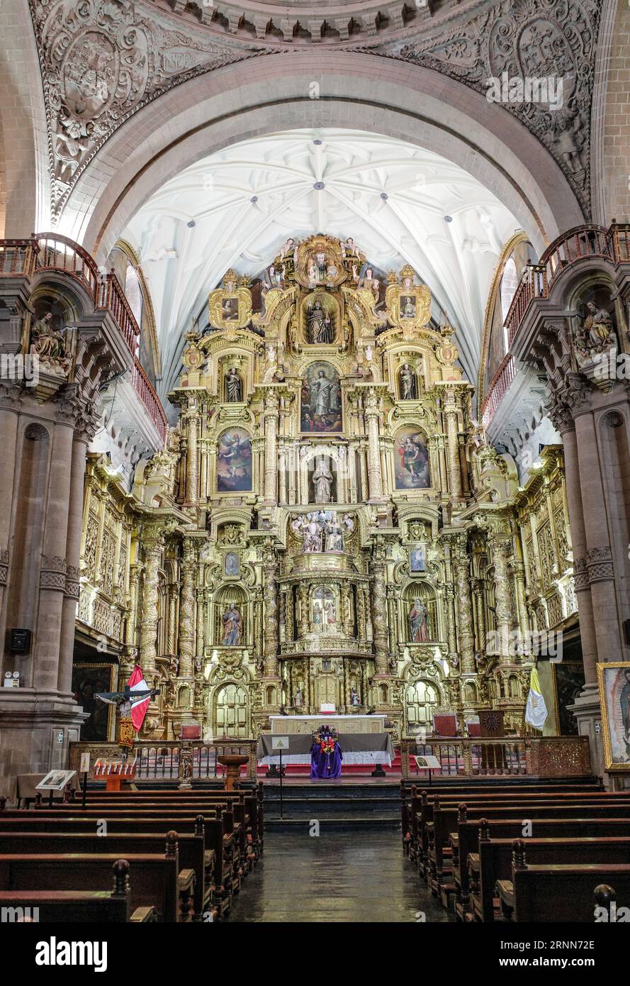 Cusco, Peru - Dec 5, 2022: Altar and interior of the Church of La ...