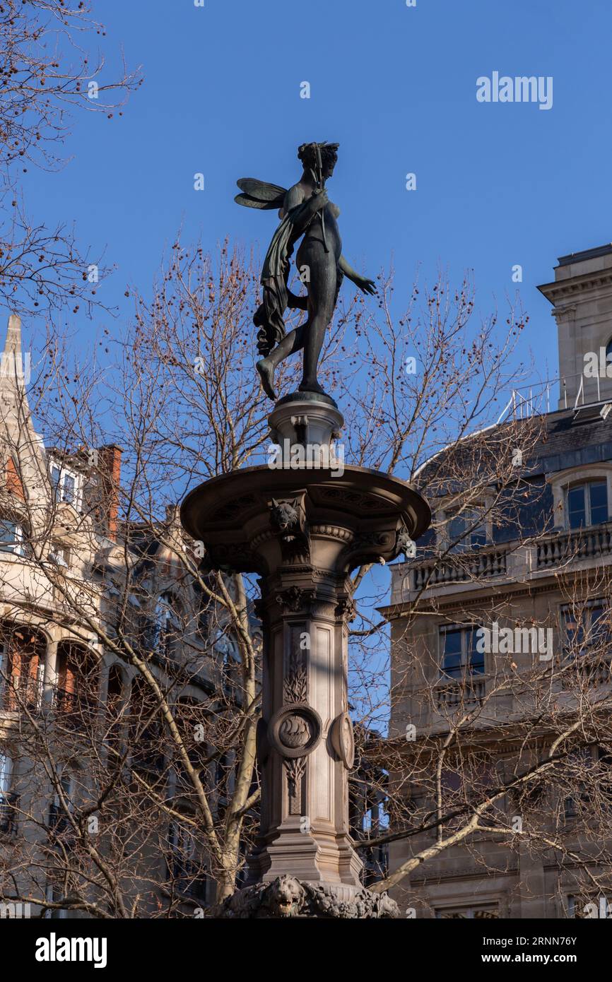 River Nymph scultpure on top of a fountain at Andre Malraux Square in ...