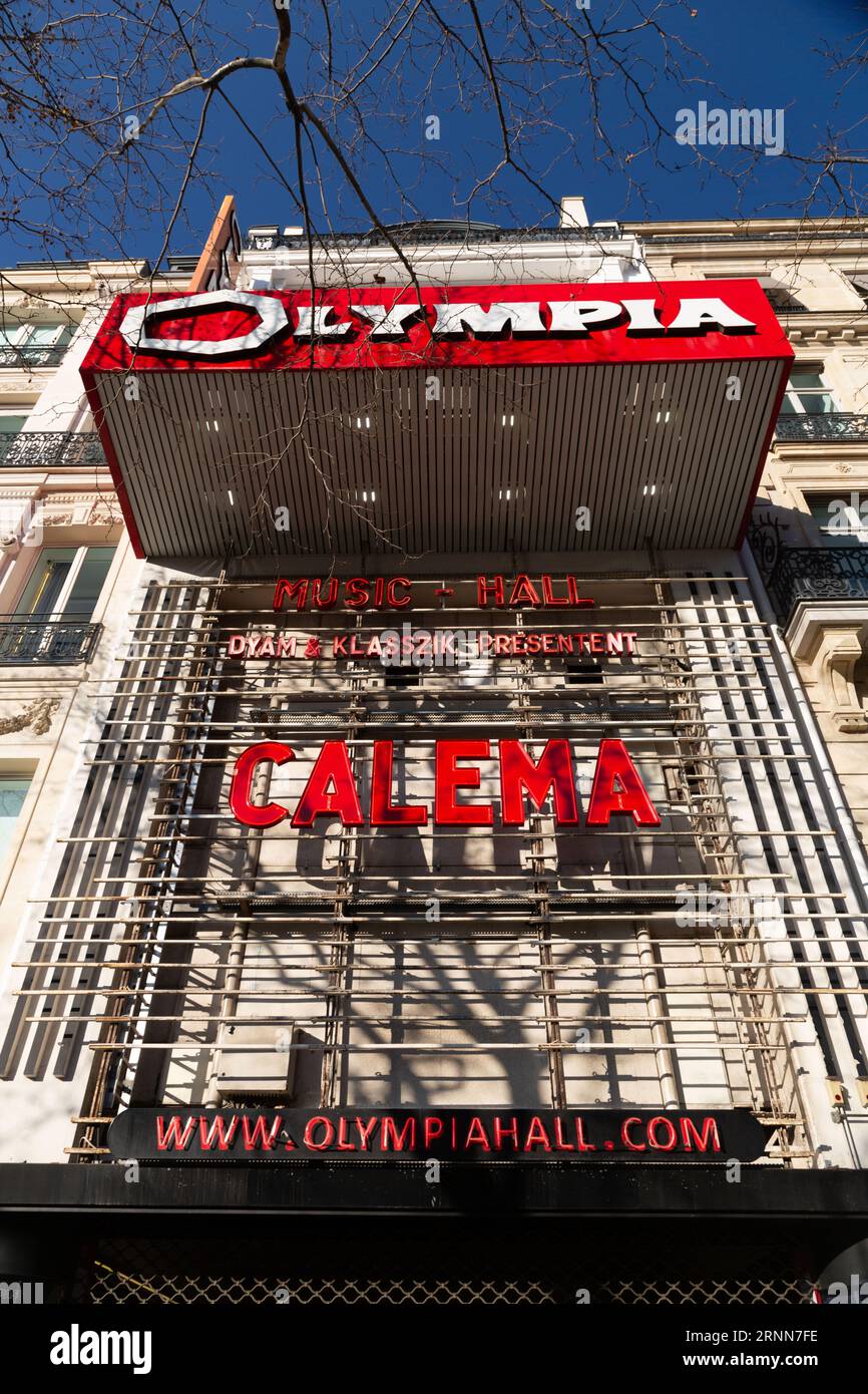 Paris, France - January 24, 2022: The Olympia is a concert venue in the ...