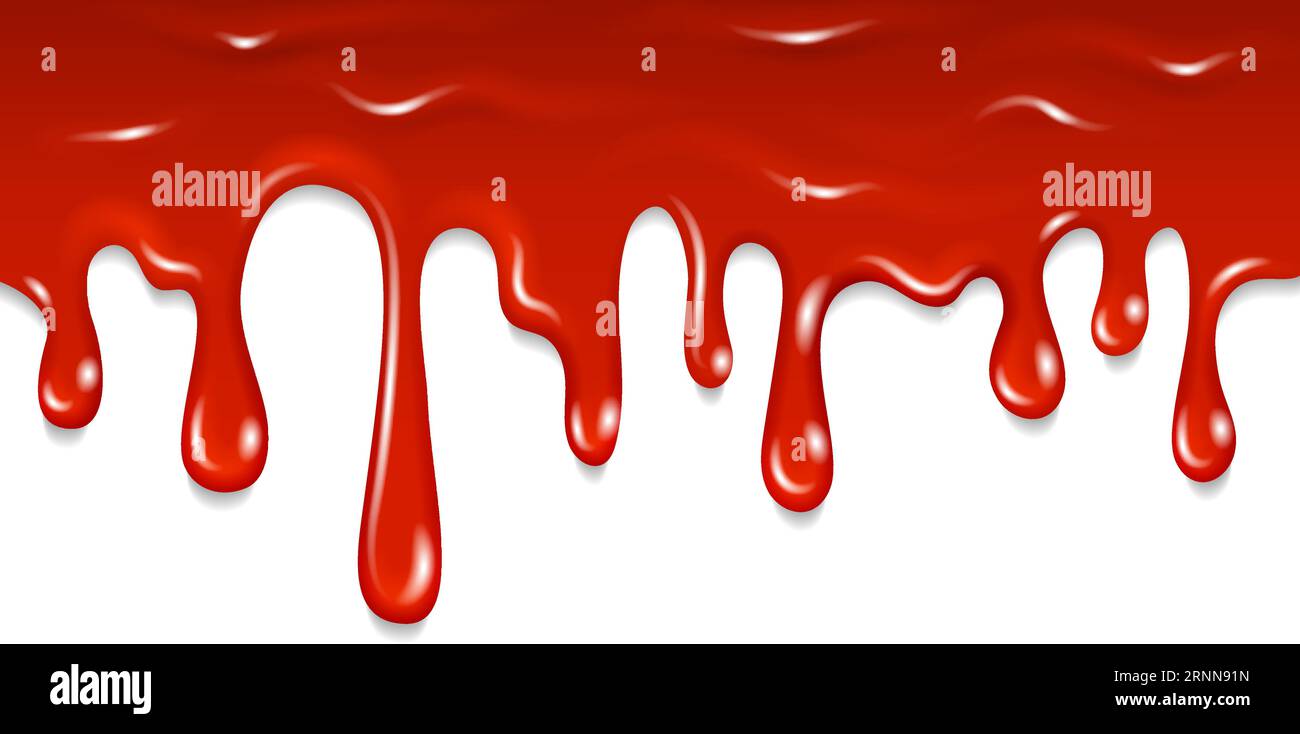 Dripping blood horizontal border. Realistic red paint Stock Vector ...