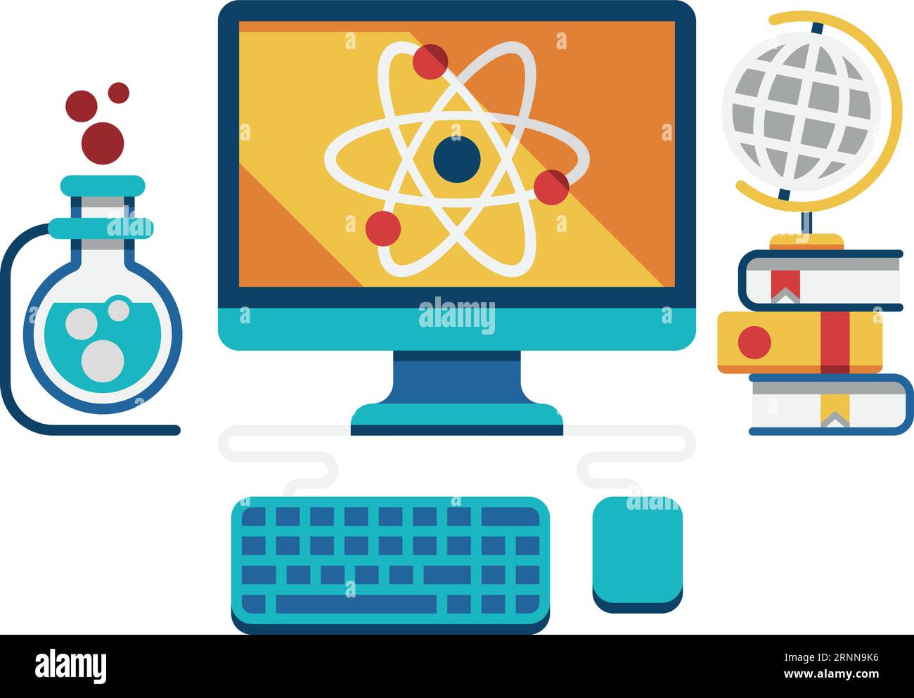 Scientific knowledge icon. Expirement and books. Digital education ...