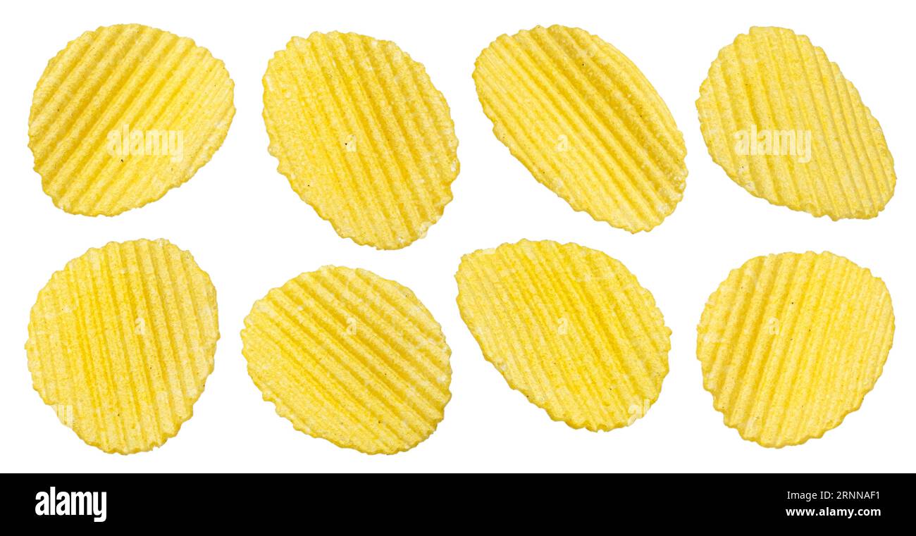 Ridged potato chips isolated on white background Stock Photo - Alamy