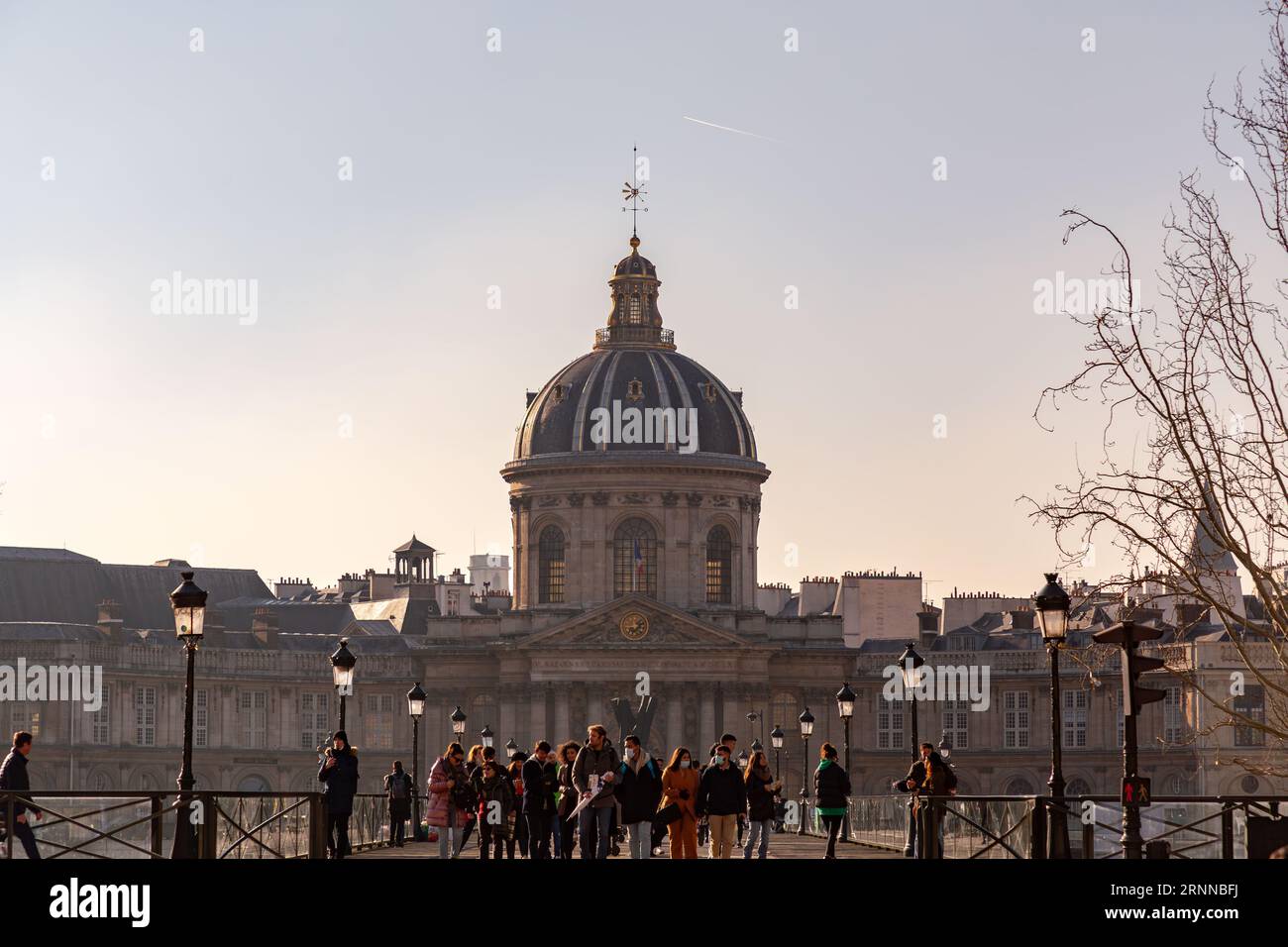 Paris, France - January 24, 2022: Exterior view of the French Academy ...
