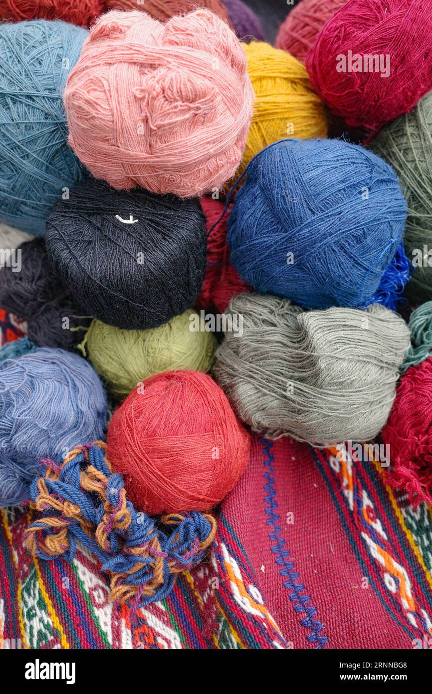 Cusco, Peru - Dec 4, 2022: Alpaca wool for traditional Andean textile ...