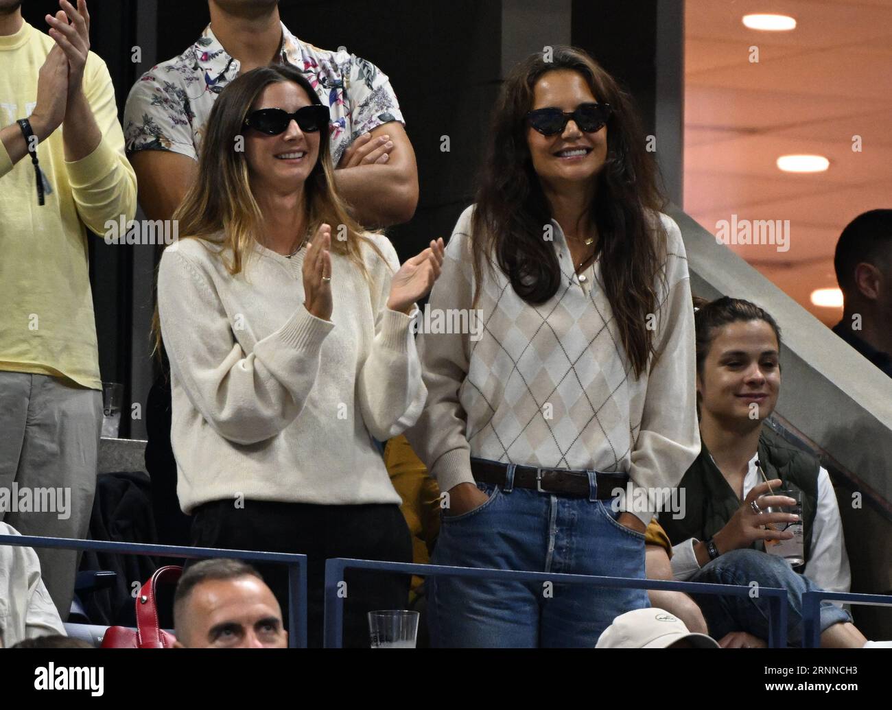 Flushing NY, USA. 01st Sep, 2023. **NO NY NEWSPAPERS** Katie Holmes is seen watching Coco Gauff ...