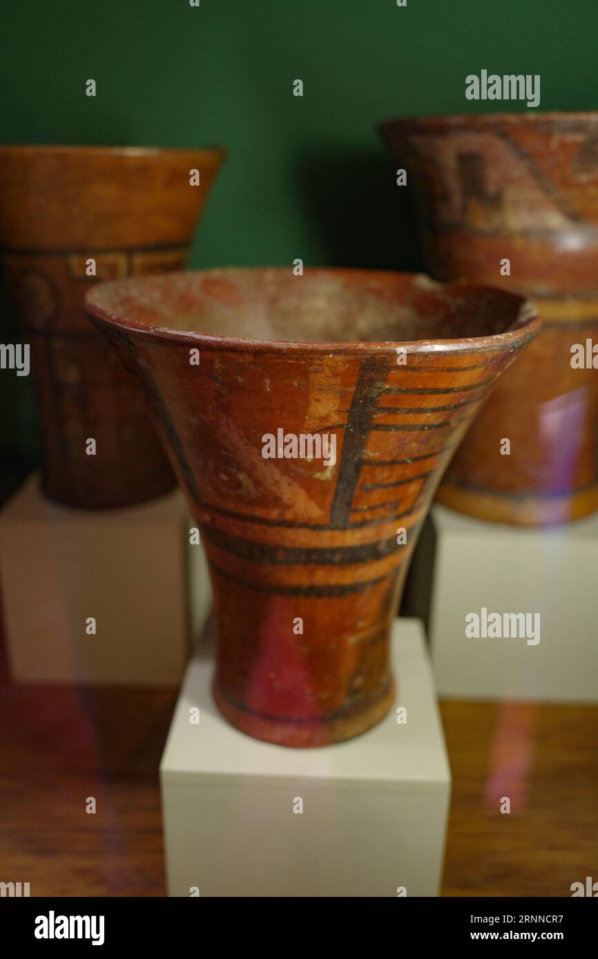 Cusco, Peru - Dec 4, 2022: Ancient Inca Qero vases on display at the ...