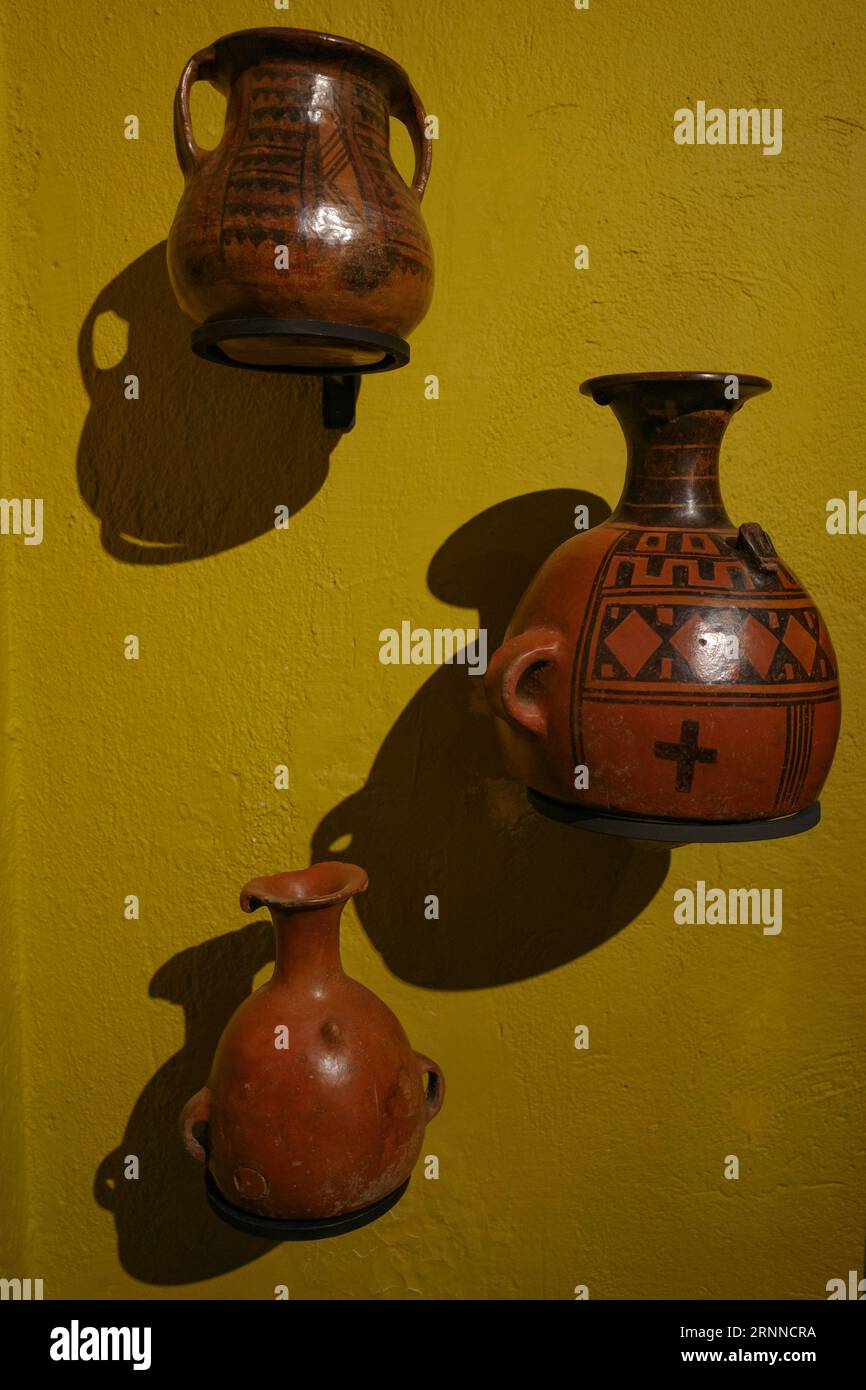 Cusco, Peru - Dec 4, 2022: Ancient Inca Qero vases on display at the ...