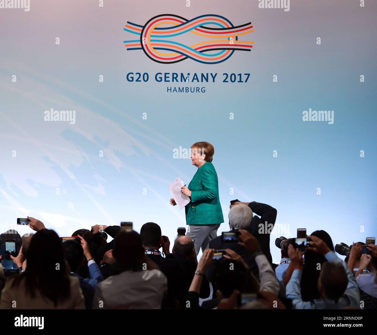 (170708) -- HAMBURG, July 8, 2017 -- German Chancellor Angela Merkel ...
