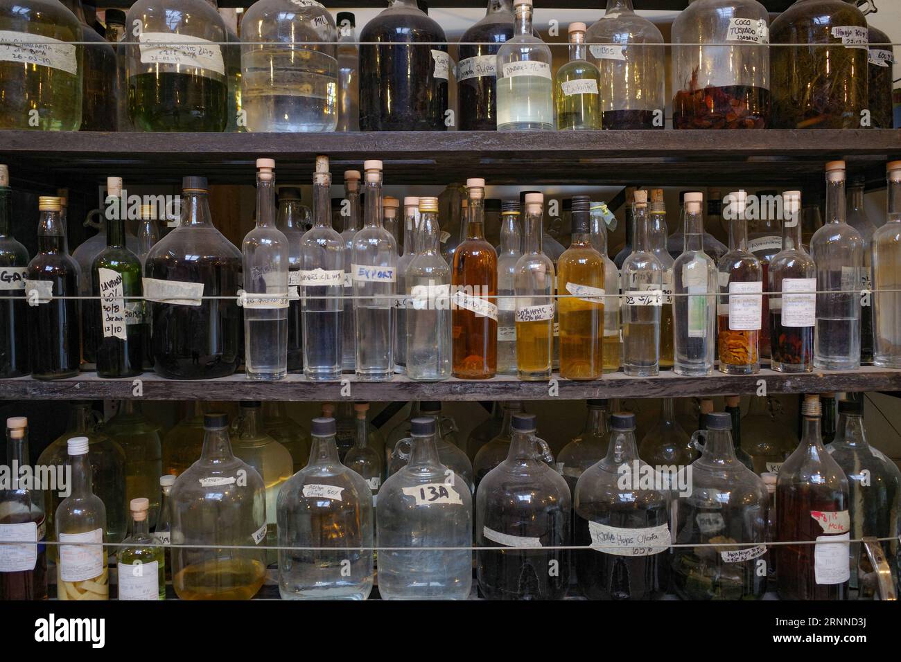 Ollantaytambo, Peru - 2 July, 2022: Bottles of alcoholic beverages in a ...
