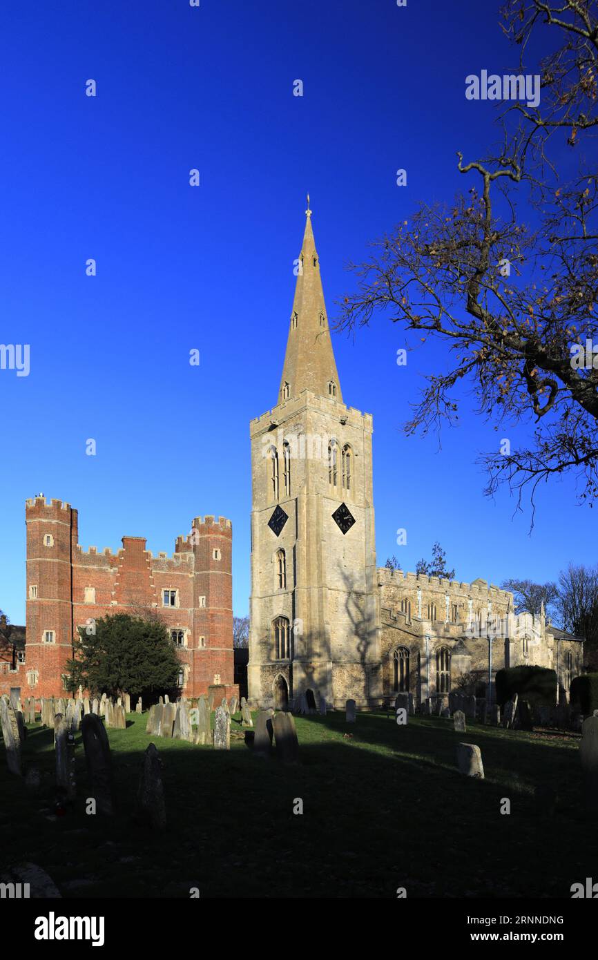 St Marys church and Buckden Towers, Buckden village, Cambridgeshire ...