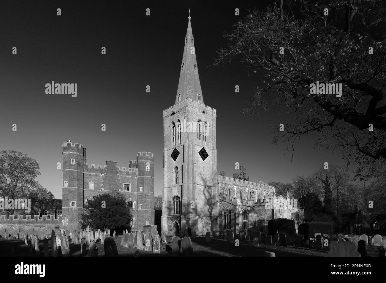 St Marys church and Buckden Towers, Buckden village, Cambridgeshire ...