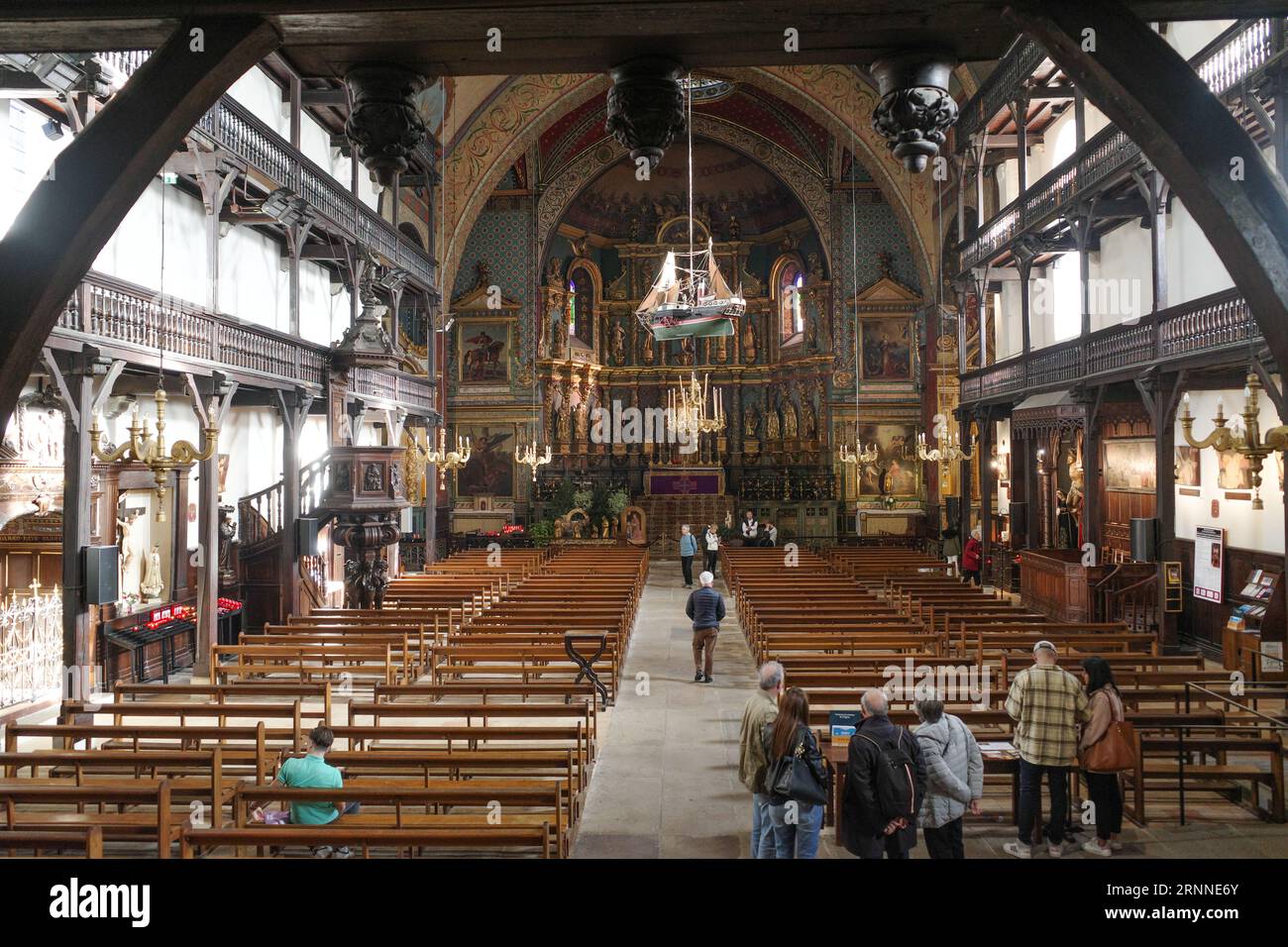 Saint Jean de Luz, France - Dec 24, 2022: Interior of St. John the ...