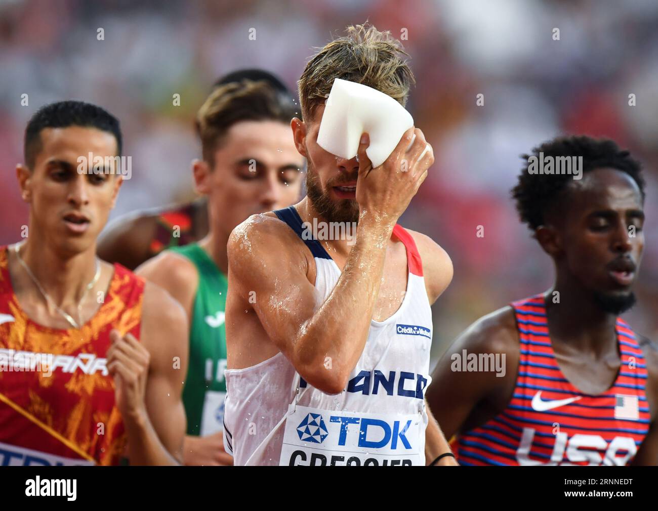 Jimmy Gressier of France competing in the men’s 5000m A race on day 6 ...