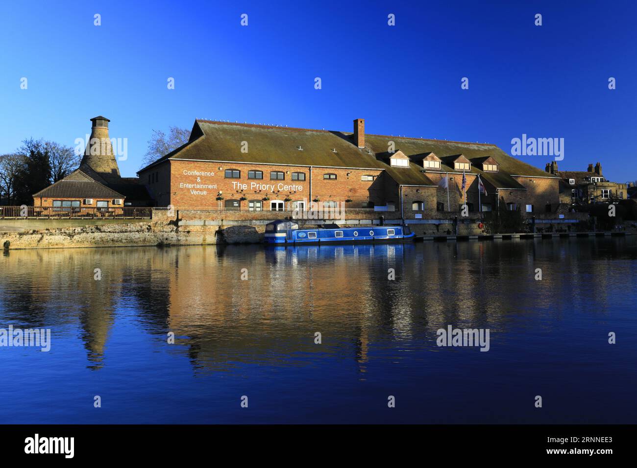 The Priory centre, river great Ouse; St Neots town, Cambridgeshire ...