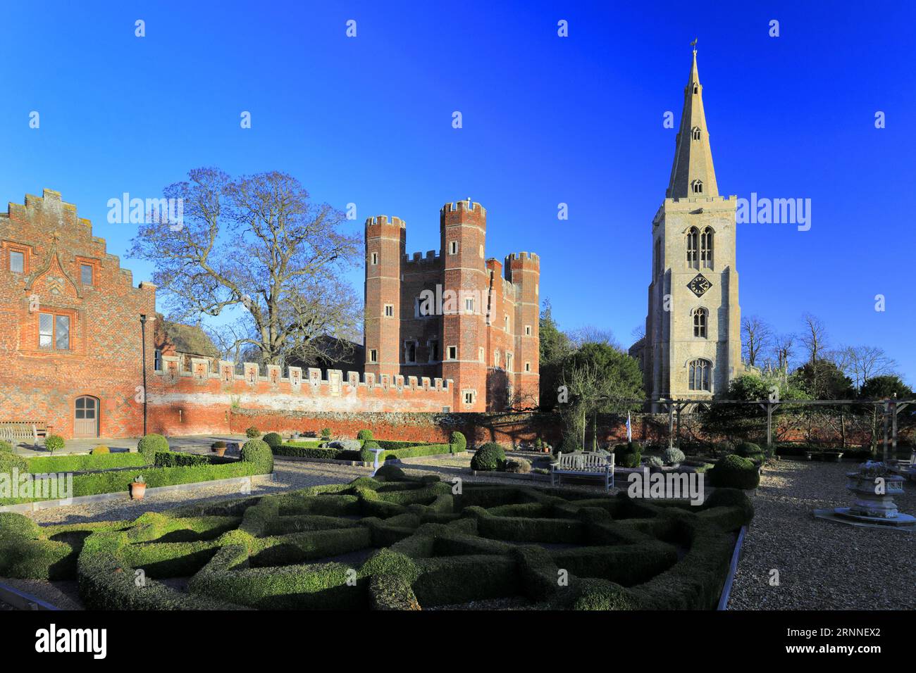 St Marys church and Buckden Towers, Buckden village, Cambridgeshire ...