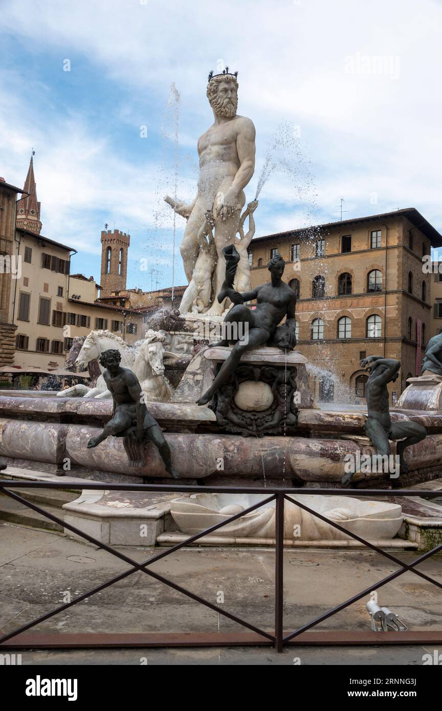 A 16th-century Roman sea god, Neptune, mounted on a shell-shaped ...