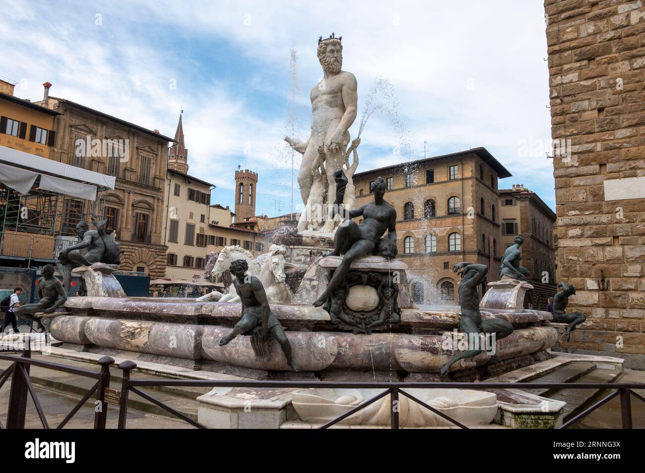 A 16th-century Roman sea god, Neptune, mounted on a shell-shaped ...