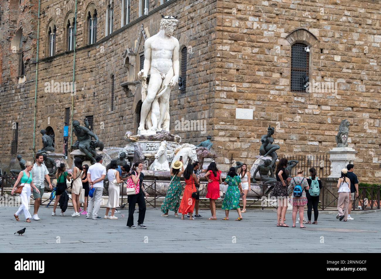 A 16th-century Roman sea god, Neptune, mounted on a shell-shaped ...