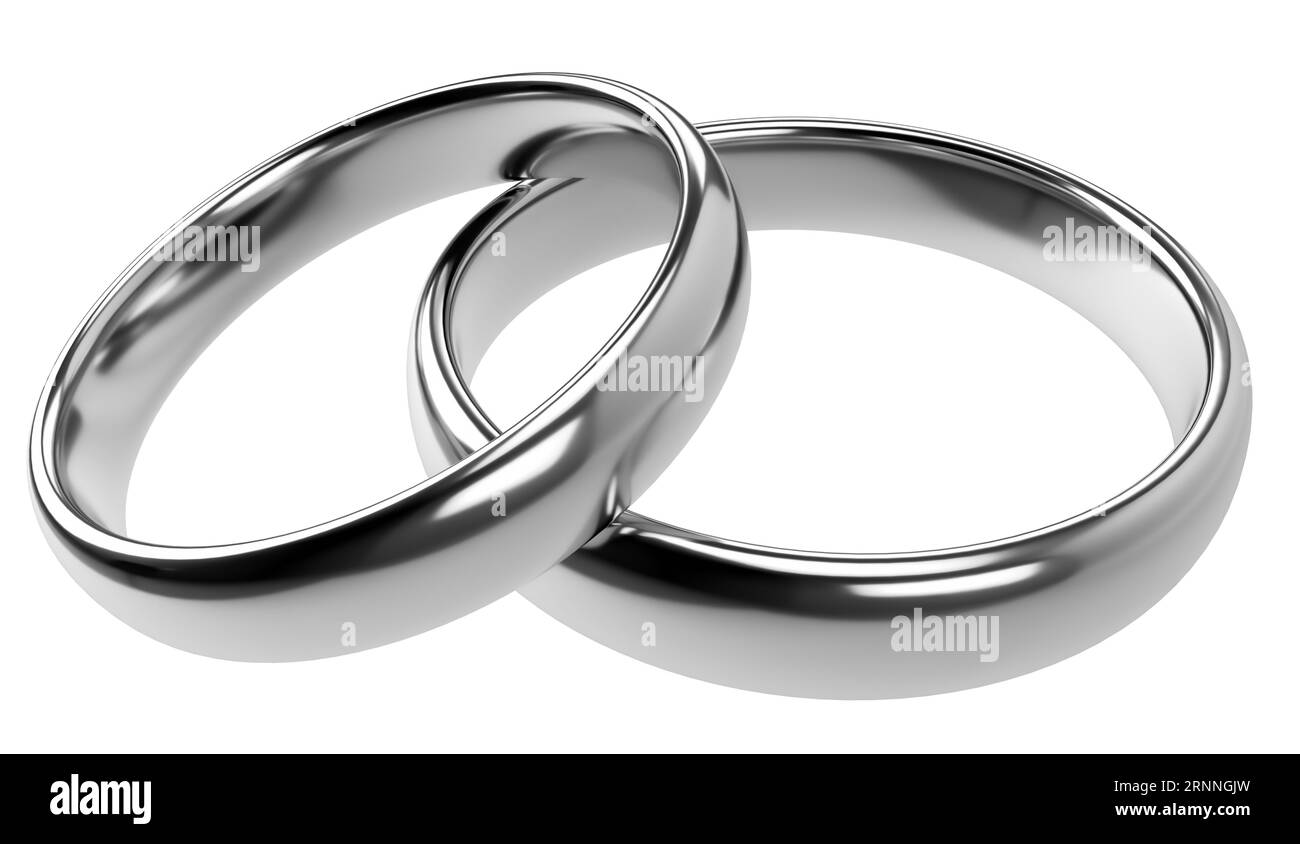 Illustration of two wedding silver rings isolated on white background ...