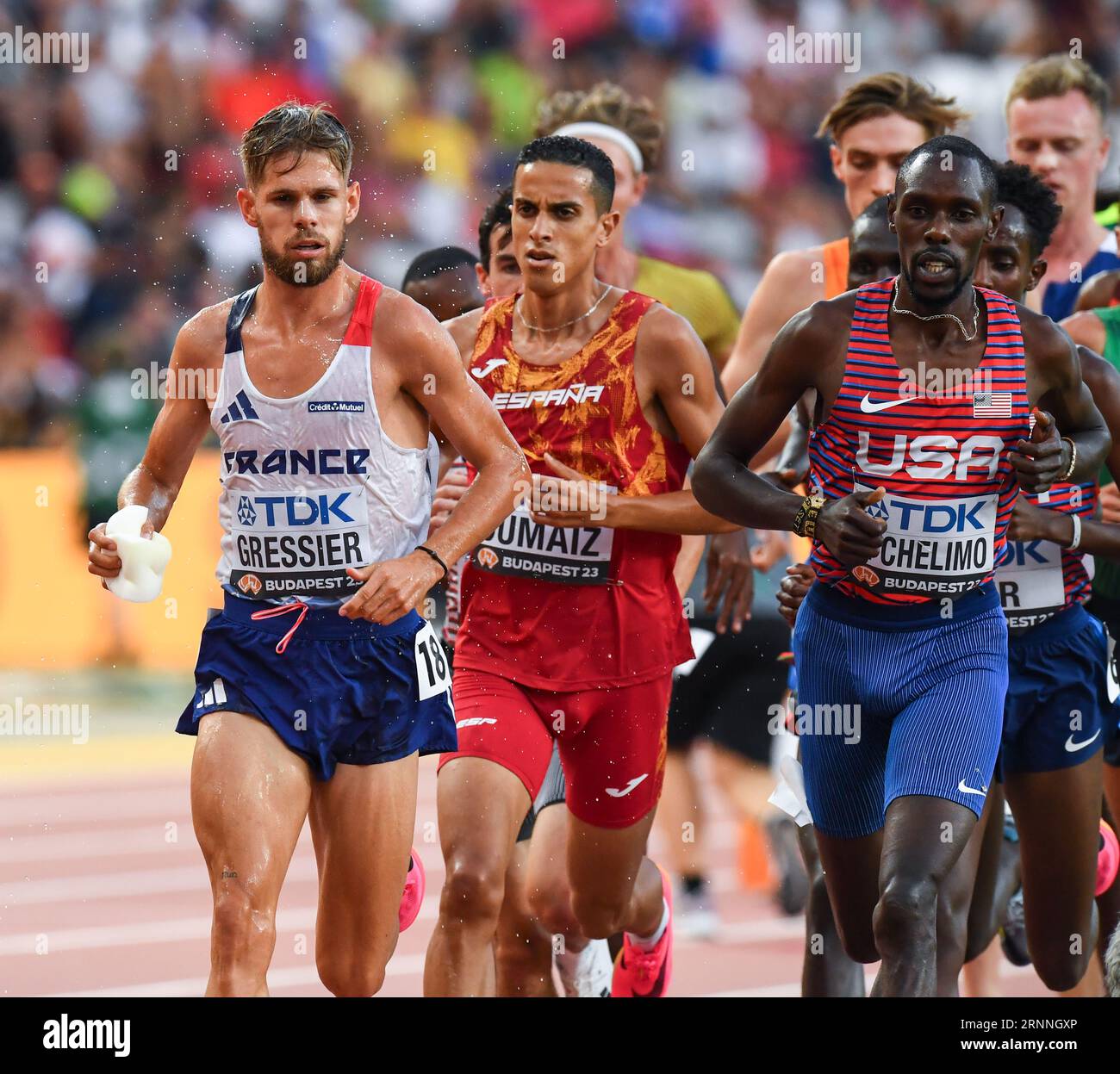 Paul Chelimo of the USA competing in the men’s 5000m A race on day 6 of the World Athletics ...