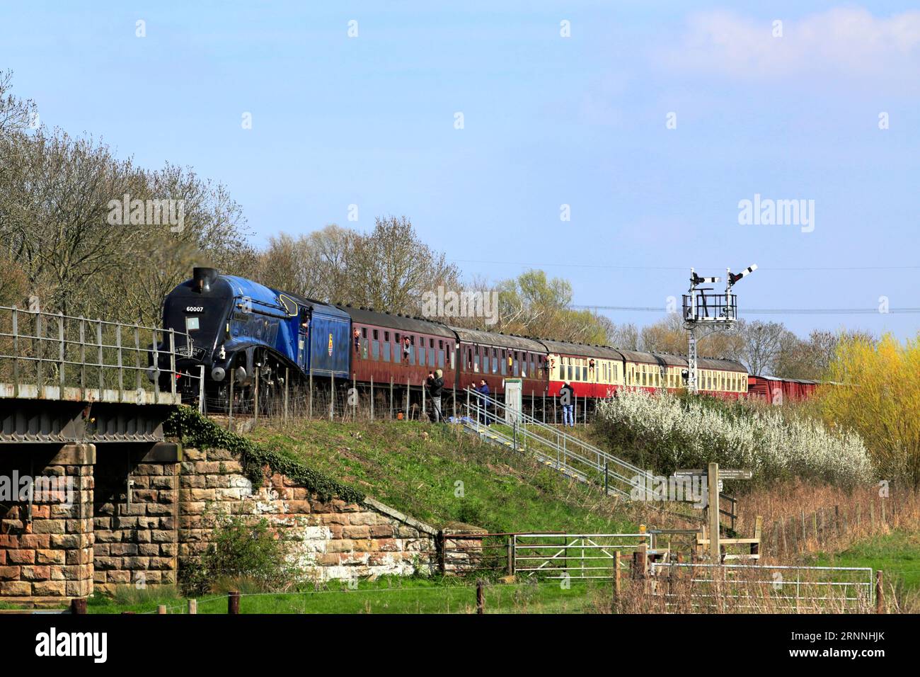 LNER Class A4 Pacific train, 60007 Sir Nigel Gresley at Nene Valley Railway, Wansford Station ...