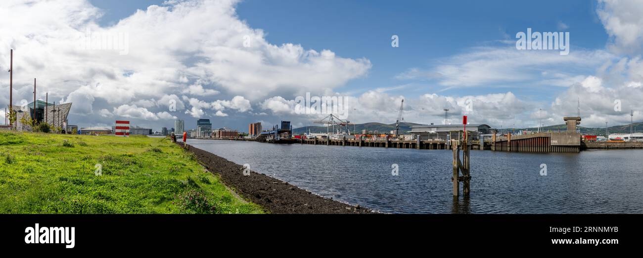 Panorama of Belfast's harbour and docks, northern Ireland Stock Photo ...