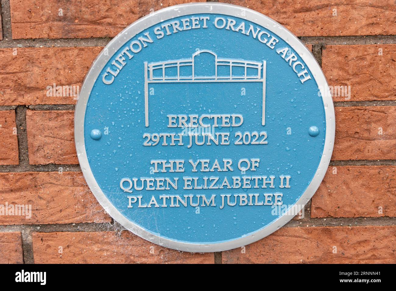 Plaque commemorating the erection of the Clifton Street Orange Arch ...