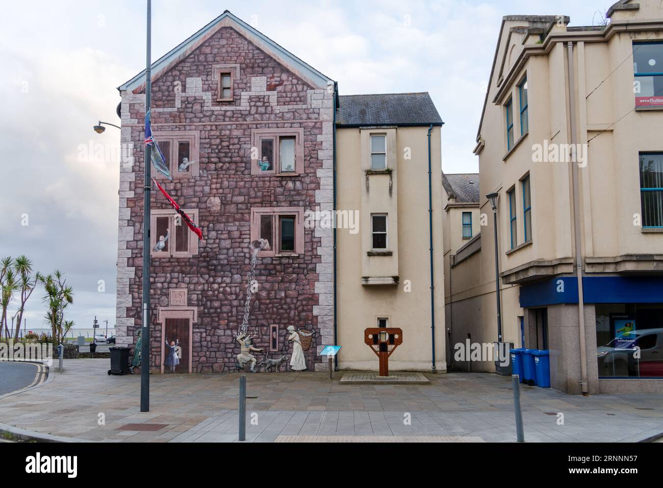 A historical mural on a gable wall in the town of Carrickfergus ...
