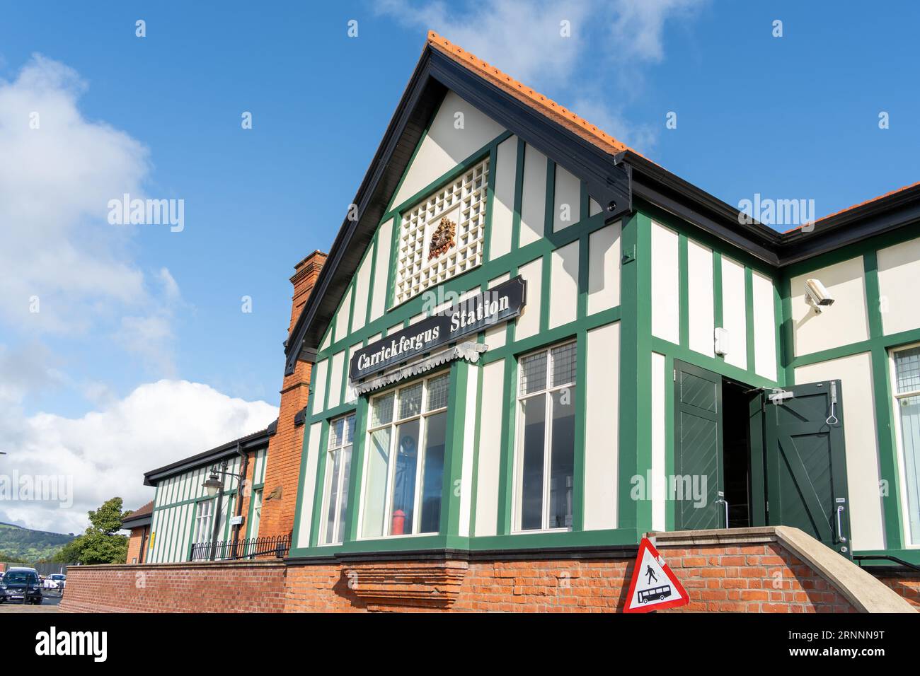 The entrance to the Translink train station at Carrickfergus, northern ...