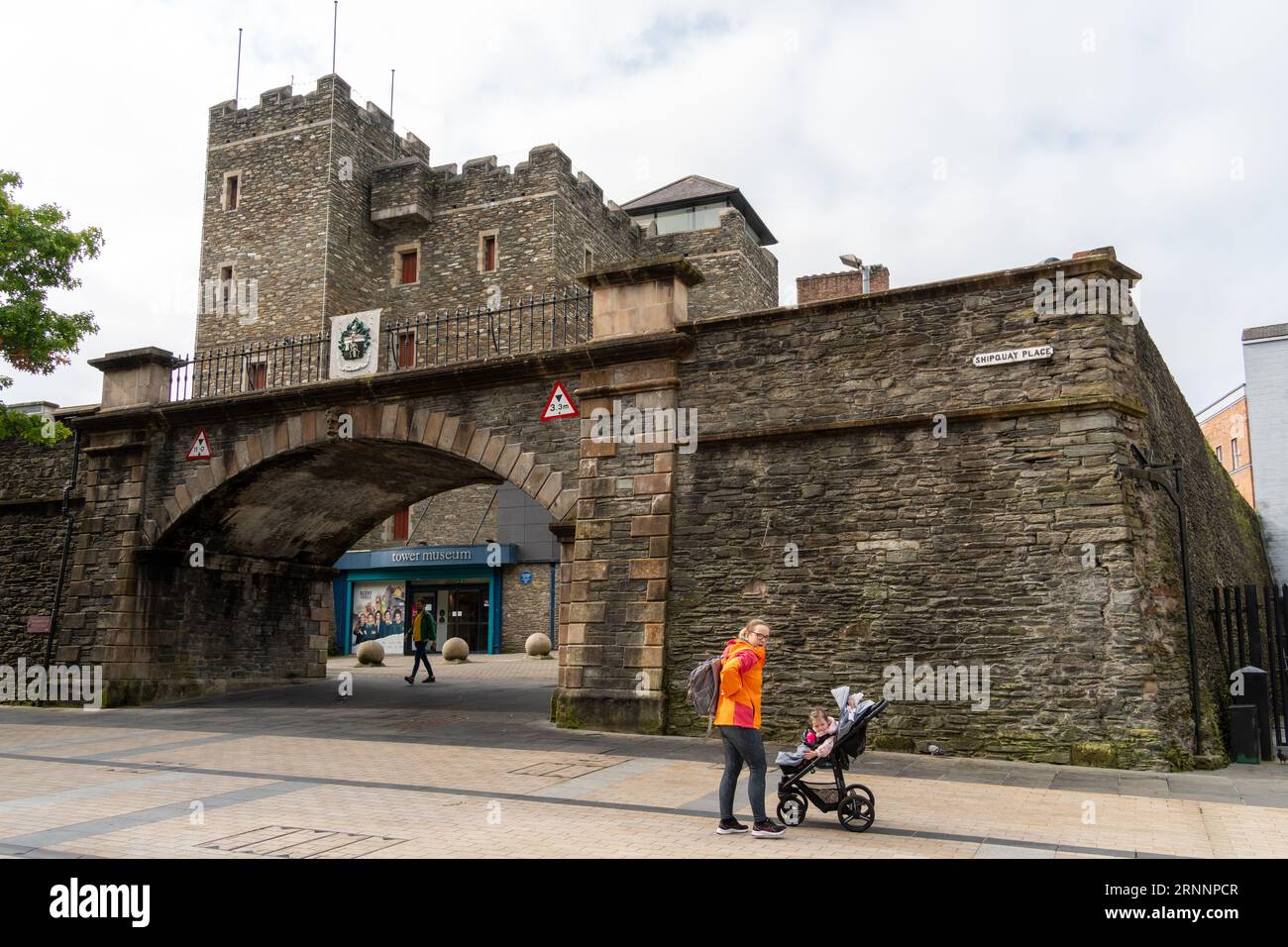 Derry Walls and the Tower Museum in the city of Derry - Londonderry ...