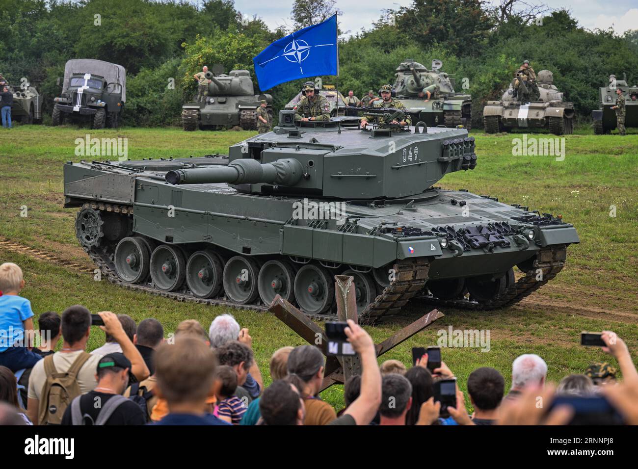 Lesany, Czech Republic. 02nd Sep, 2023. Tank Leopard 2A4 with NATO flag ...