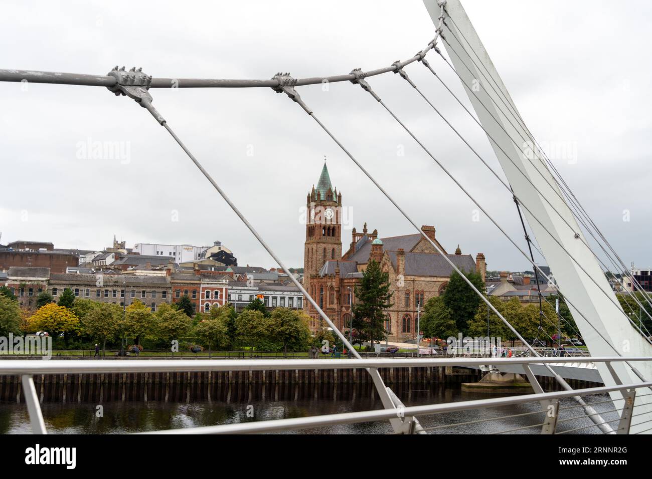The Peace Bridge over the River Foyle in the city of Derry ...