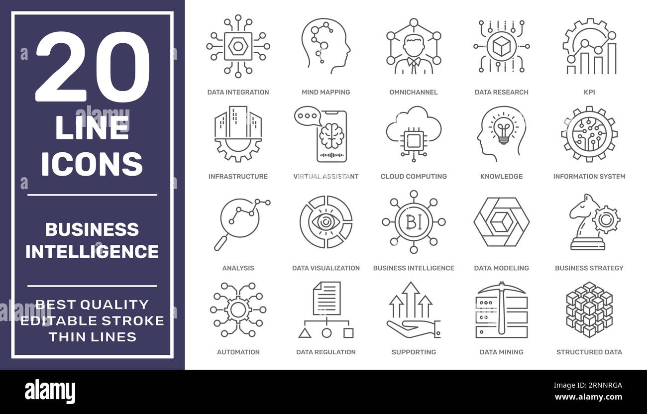 Business Intelligence related icons. BI icons. For Mobile and Web. The ...