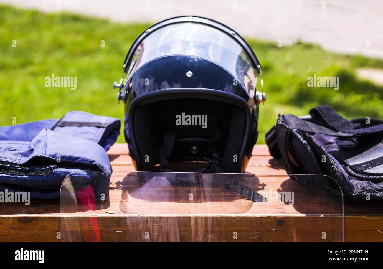 Police protective clothes. A helmet, armor - a bulletproof vest, a ...