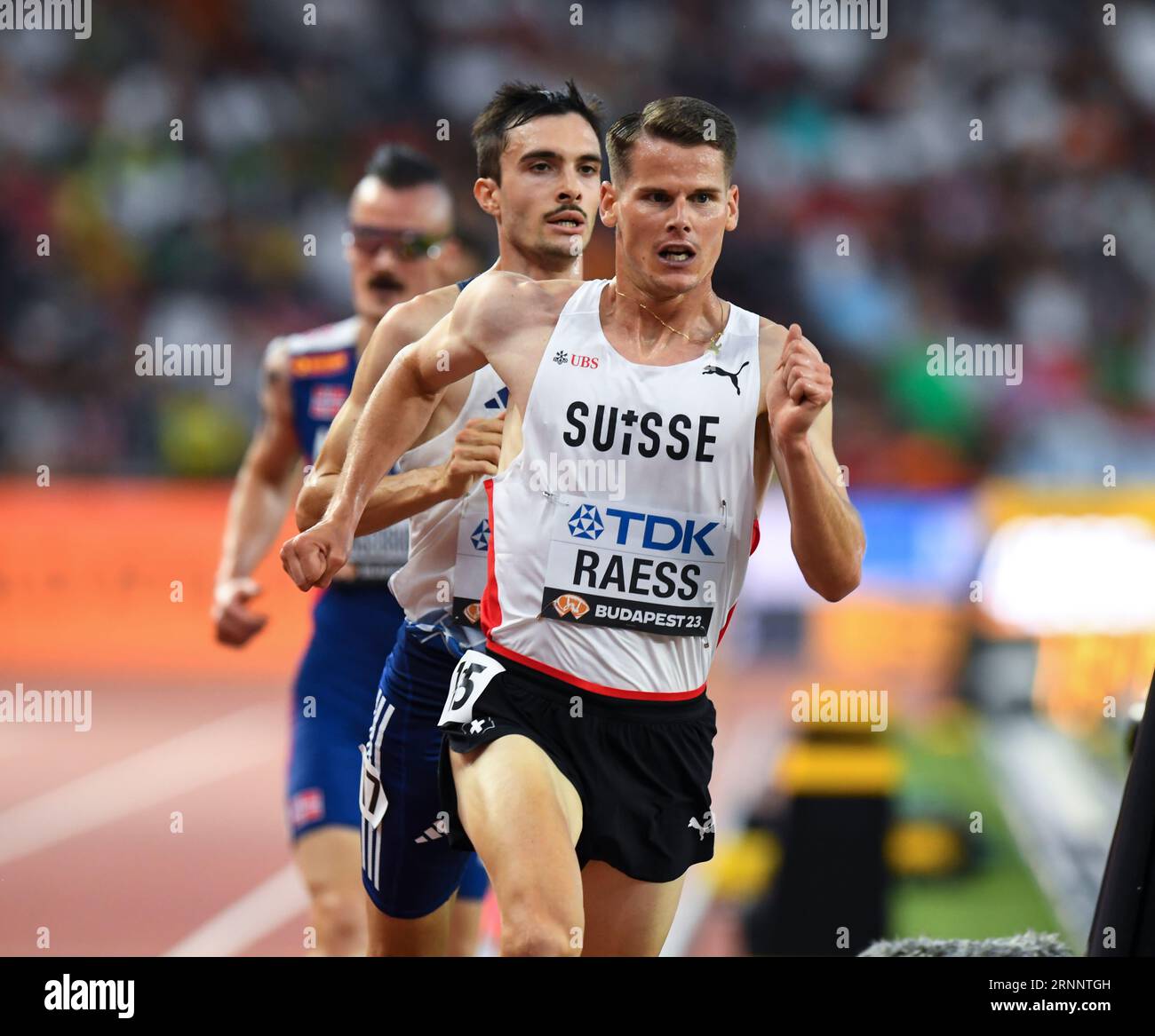 Jonas Raess of Switzerland competing in the men’s 5000m B race on day 6 ...