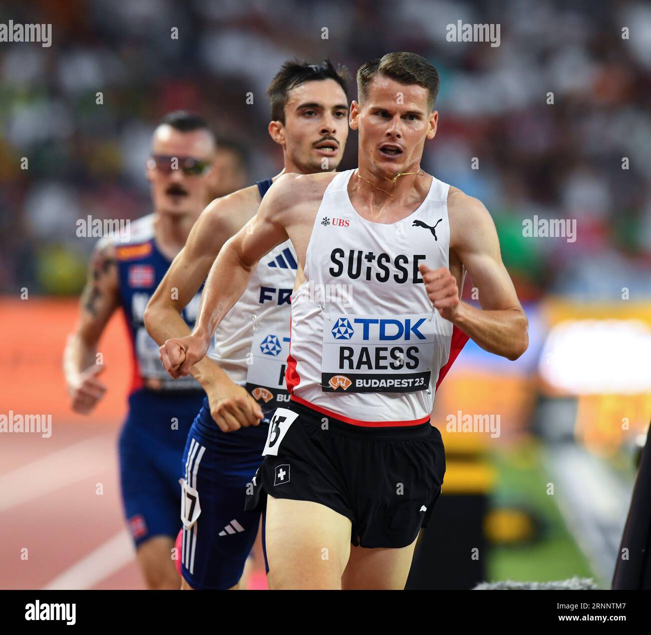 Jonas Raess of Switzerland competing in the men’s 5000m B race on day 6 ...