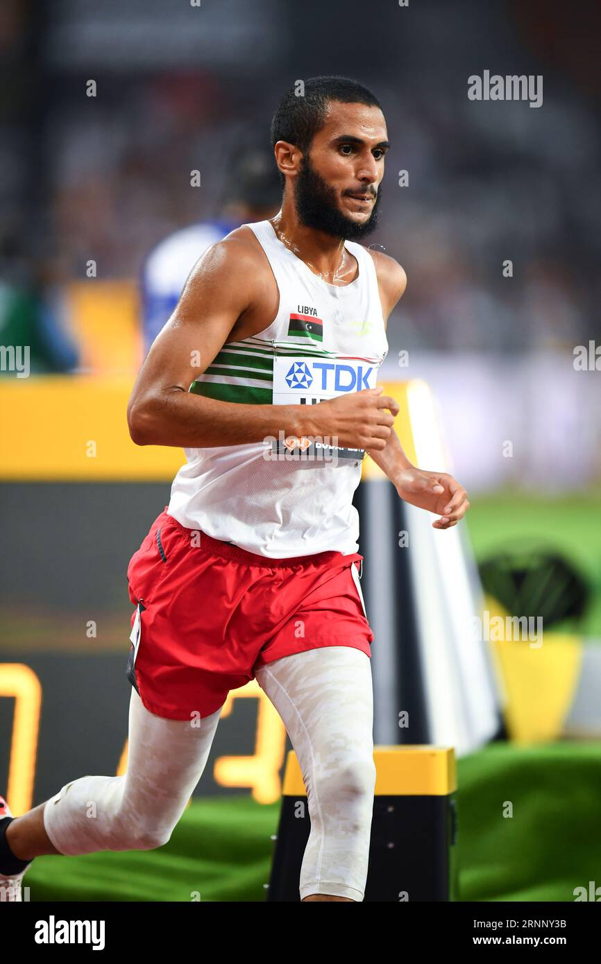 Mohamed Hrezi of Libya competing in the men’s 5000m B race on day 6 of ...