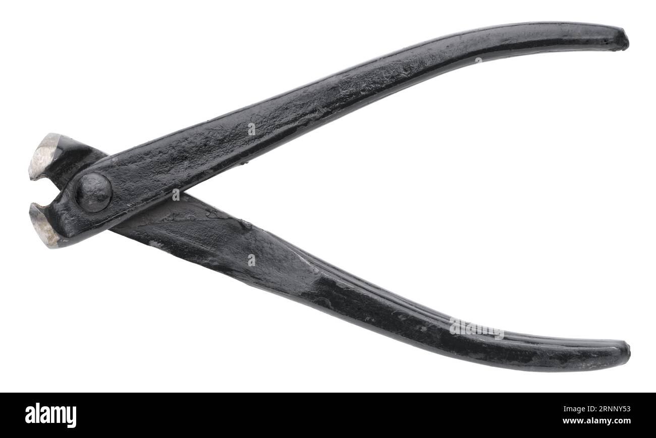 Black end-cutters, old and shabby, isolated on white background Stock ...
