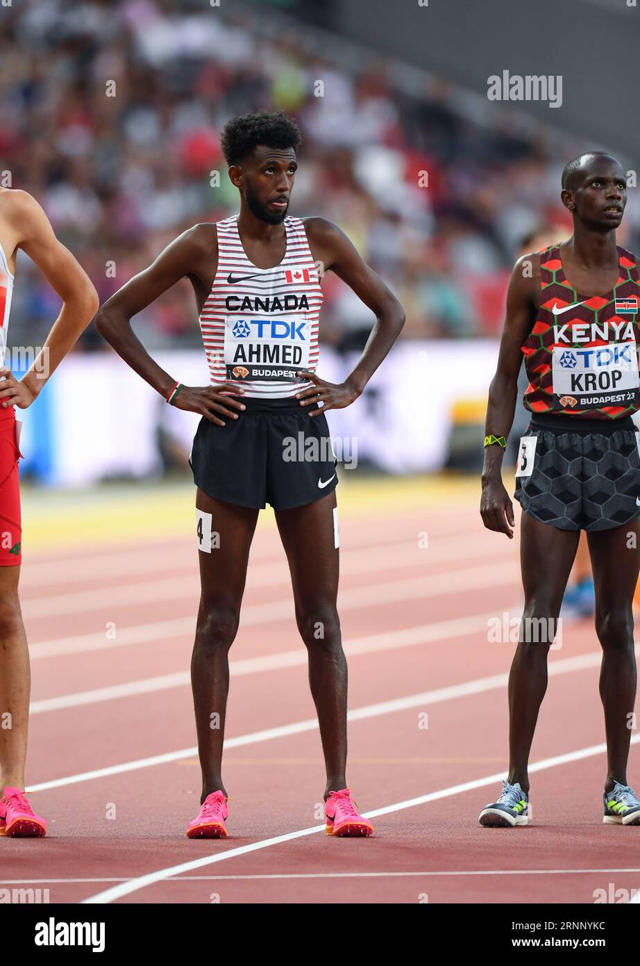 Mohammed Ahmed of Canada competing in the men’s 5000m B race on day 6 ...
