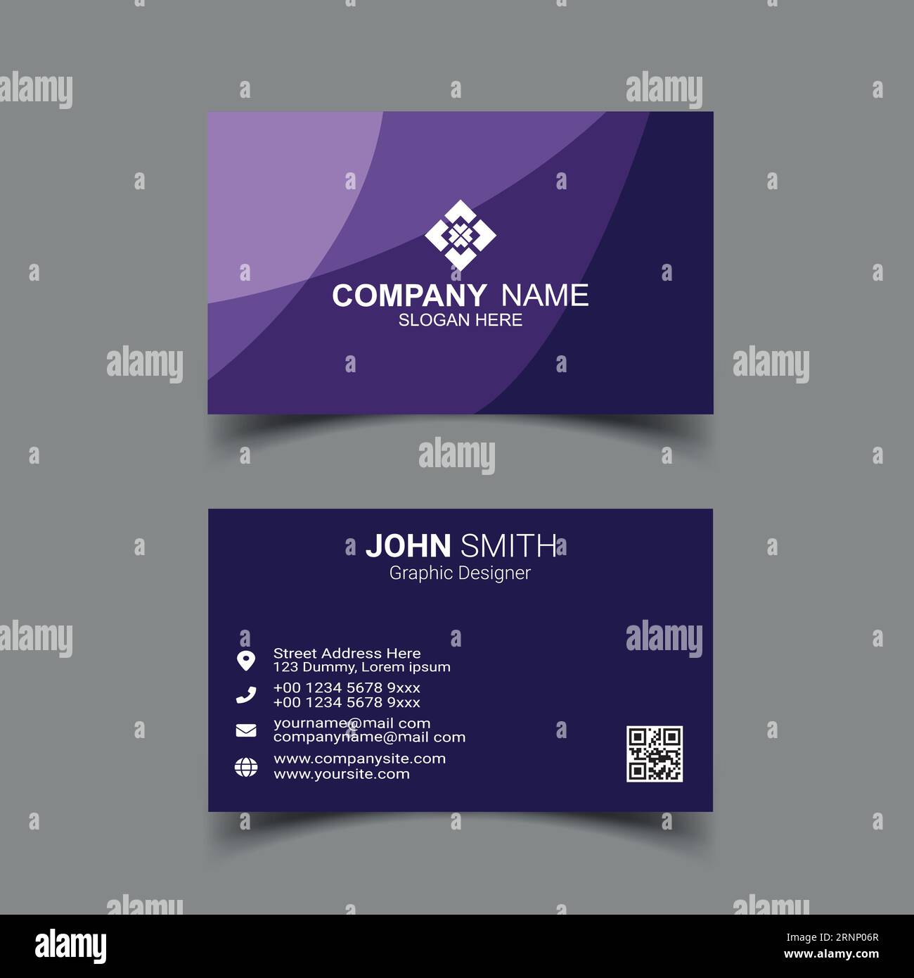 Professional business card design template for company or business. Two ...