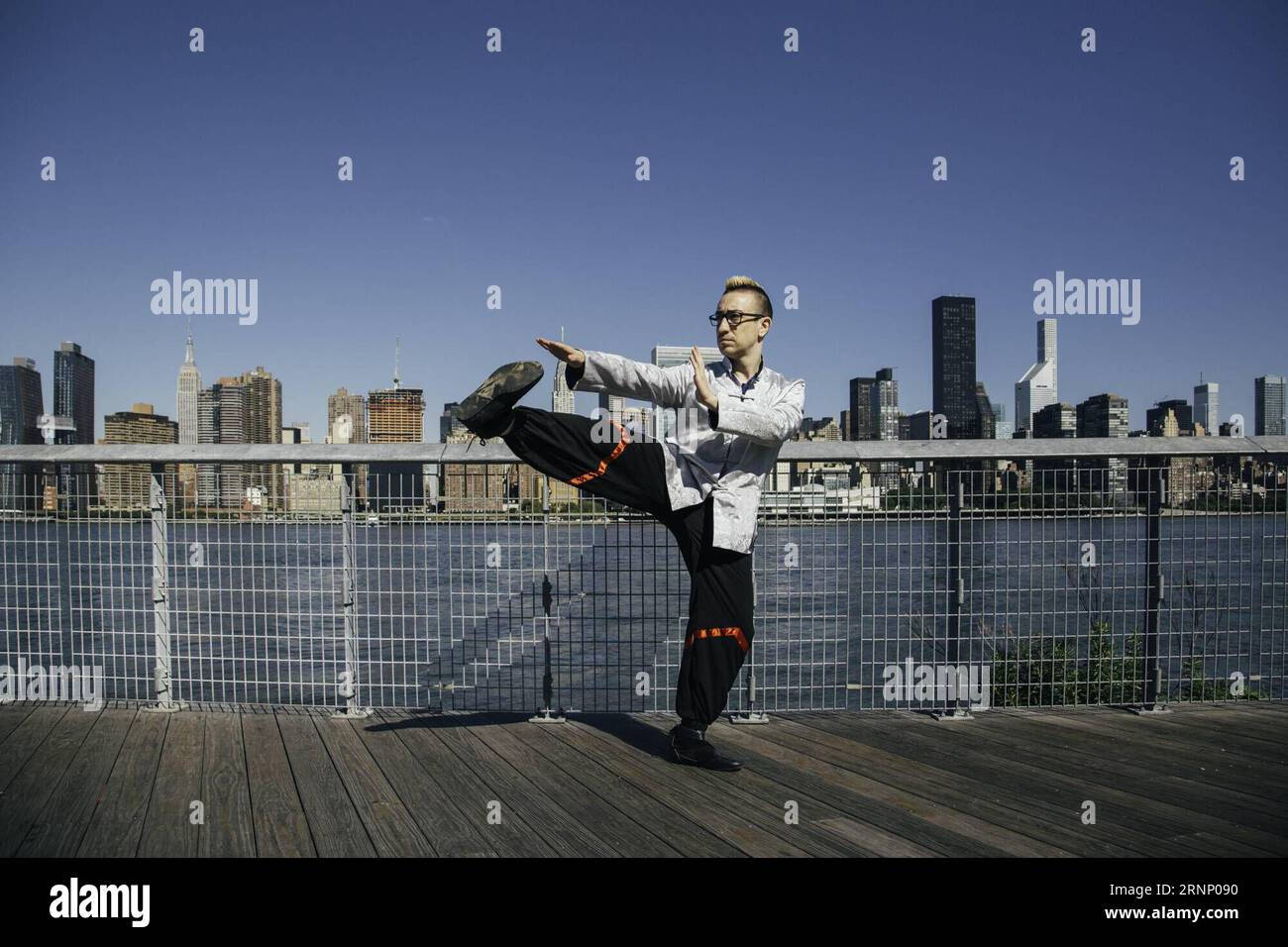 (170803) -- NEW YORK, Aug. 3, 2017 -- Alex Richter practices Wing Tsun ...