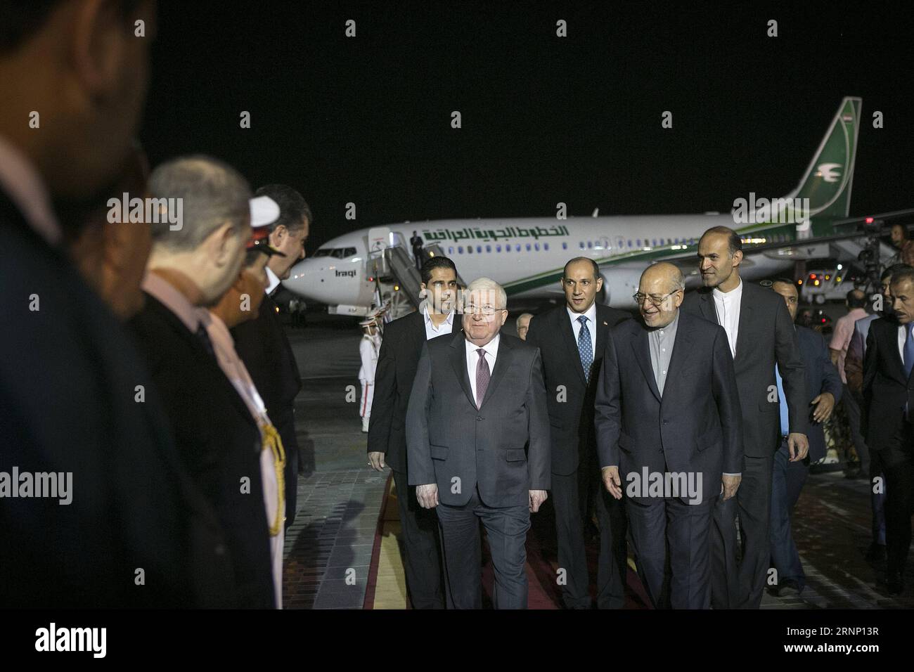 (170805) -- TEHRAN, Aug. 5, 2017 -- Iraqi President Fouad Masoum (C ...